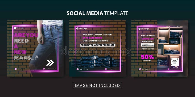 Jeans Shop Social Media Template Background Design Stock Vector ...