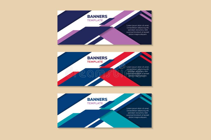 Web Banners with Diagonal Elements and a Place for a Text. Minimalist ...