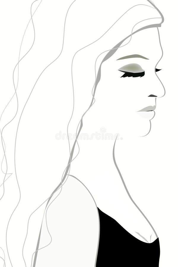 Demurely Posed with Eyes Closed Stock Vector - Illustration of eyes ...