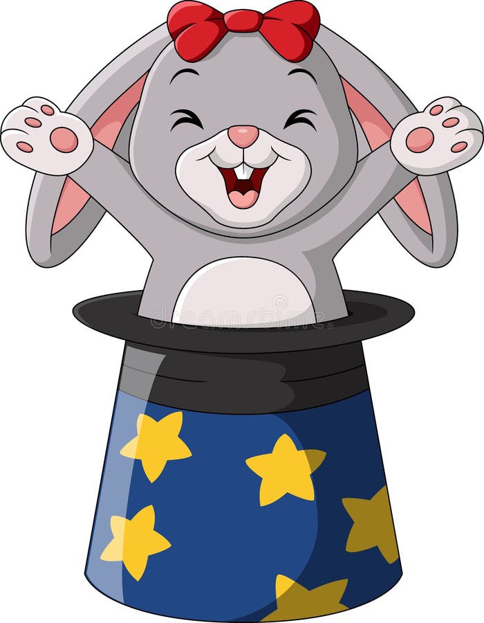 Cute Rabbit Cartoon Appearing from a Magic Top Hat Stock Vector ...