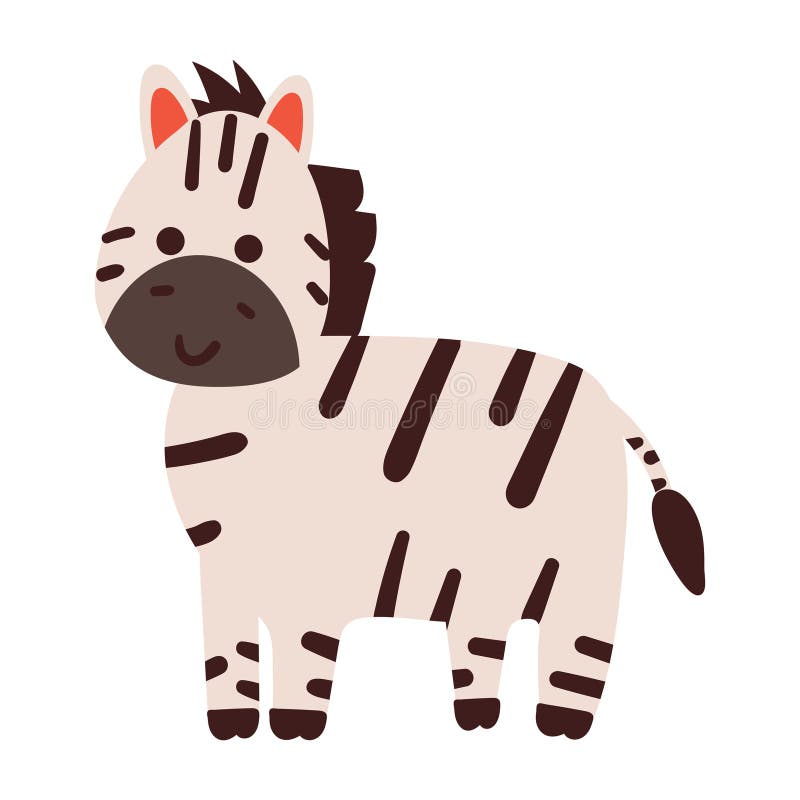 Hand Drawing Cartoon Cute Zebra Sticker Stock Vector - Illustration of ...