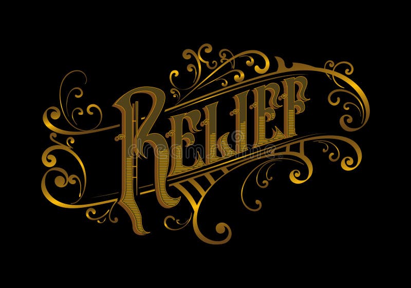 RELIEF Word Typography Custom Style Stock Vector - Illustration of ...