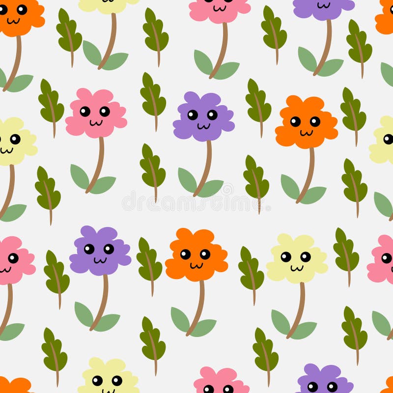 Seamless Pattern Cartoon Flower, Cute Flower Pattern, Cartoon Seamless ...