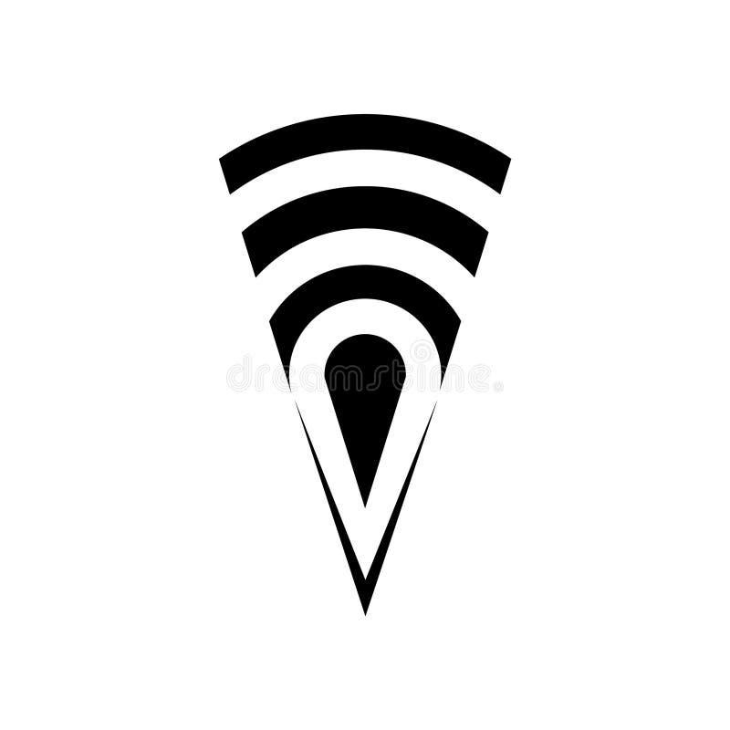 Abstract Logo and Icon of Location and Signal in Black and White Stock ...