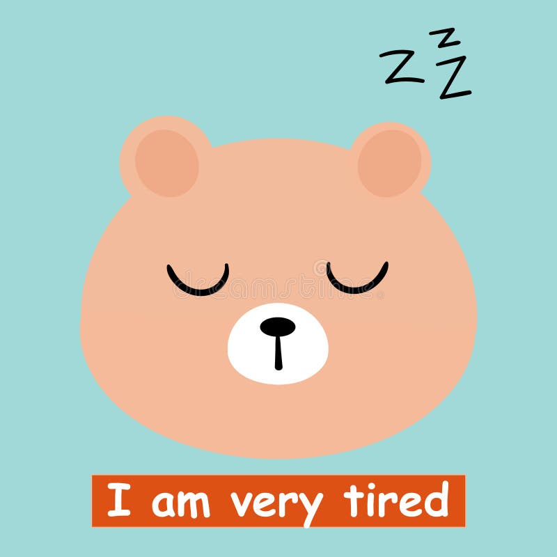 Cute Bear Illustration for Sticker, I am Tired Stock Vector ...