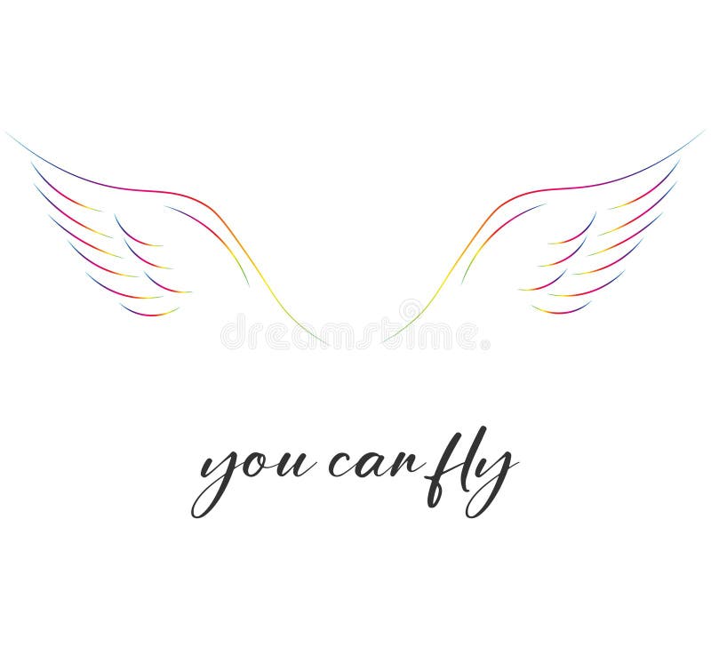 Vector Design with Colorful Wings and Motivational Slogan Stock Vector ...