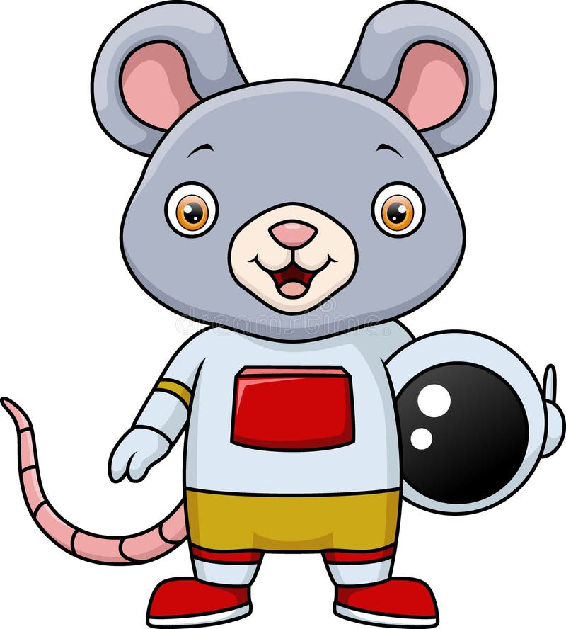 Cute Mouse Astronaut Cartoon Holding Helmet Stock Vector - Illustration ...