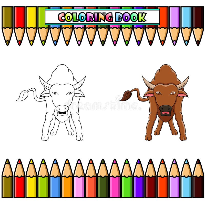 Cartoon Buffalo for Coloring Book Stock Vector - Illustration of ...
