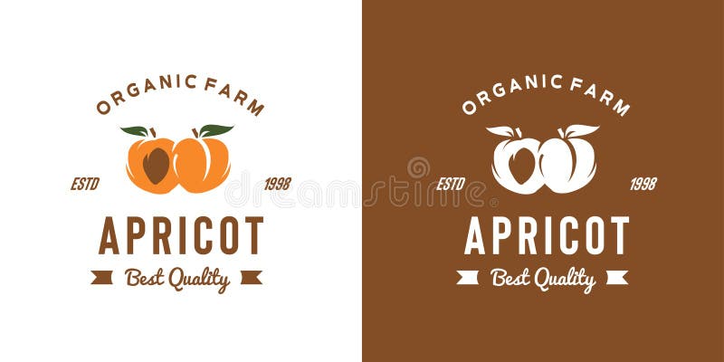 Vintage Apricot Fruit Logo Illustration Suitable for Fruit Shops and ...