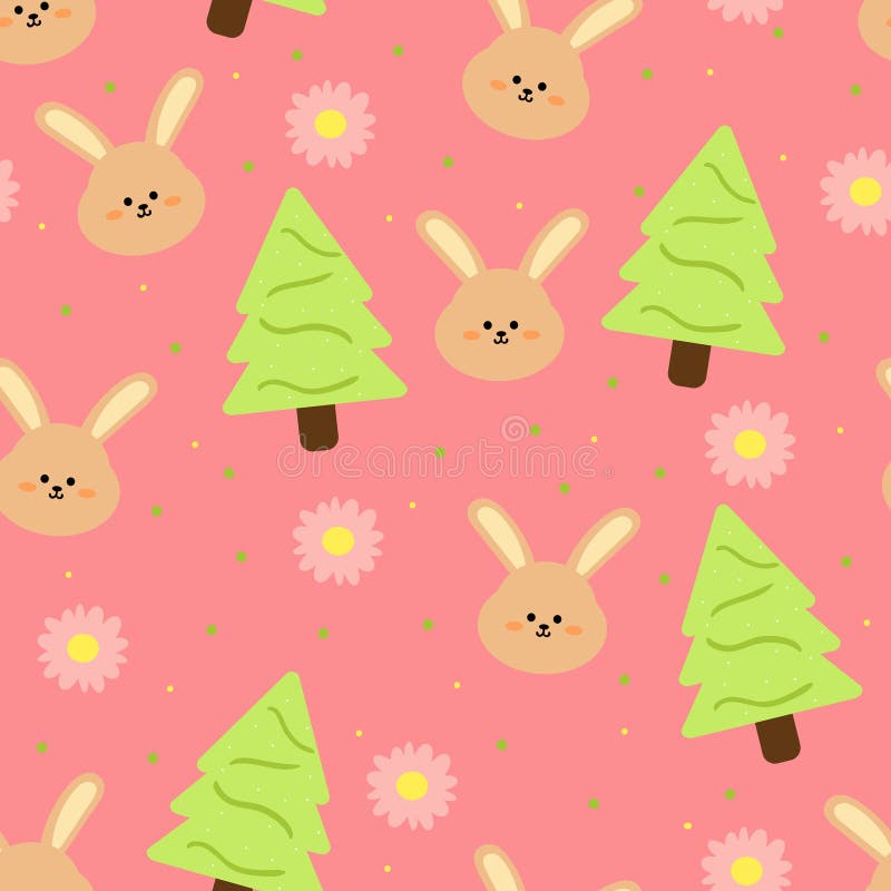 Seamless Pattern with Cute Cartoon Rabbits for Fabric Prints, Textiles ...