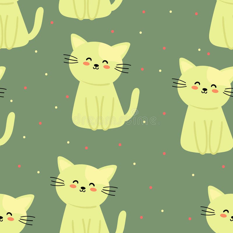 Seamless Pattern with Cute Cartoon Cats, for Fabric Prints, Textiles ...