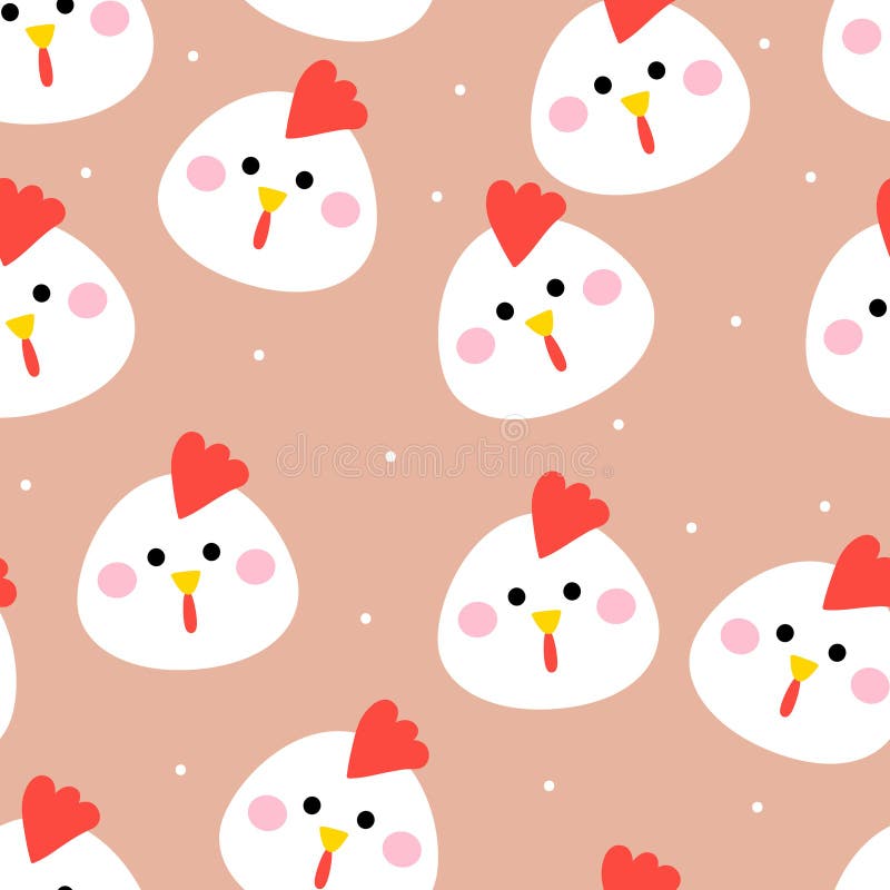 Cute Chicken Cartoon Seamless Pattern. Cute Animal Wallpaper ...