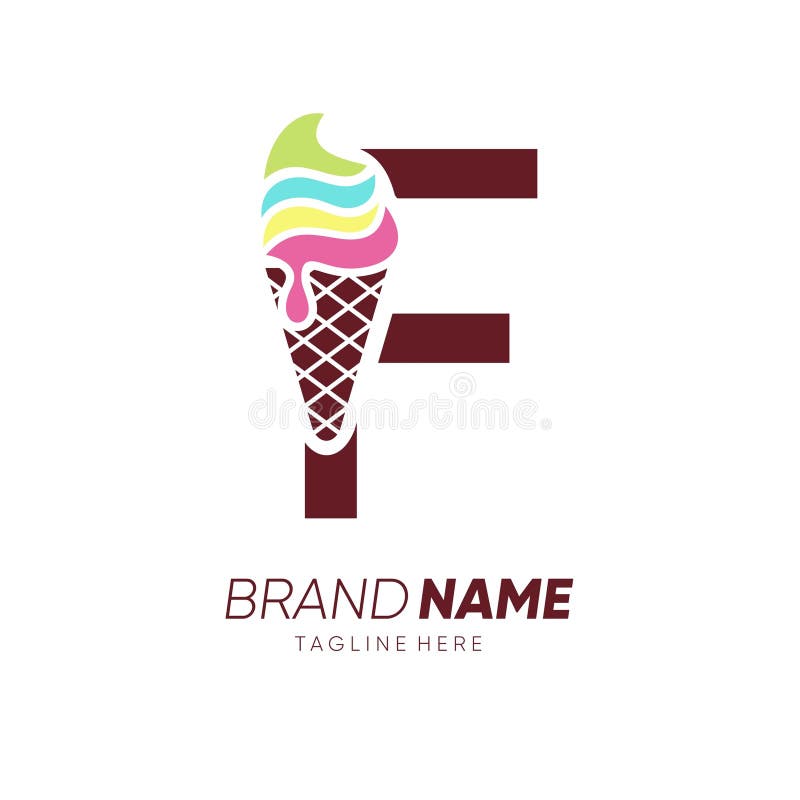 Initial Letter F Ice Cream Logo Design Vector Icon Graphic Emblem ...