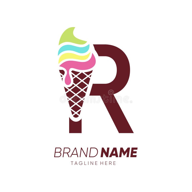 Initial Letter R Ice Cream Logo Design Vector Icon Graphic Emblem ...