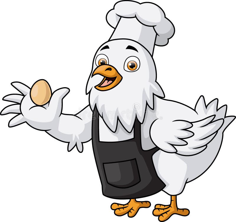 Cute Chicken Chef Cartoon Holding an Egg Stock Vector - Illustration of ...