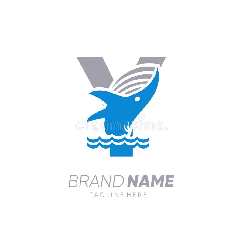 Initial Letter Whale Y Jumping in the Water Logo Design Vector Icon ...