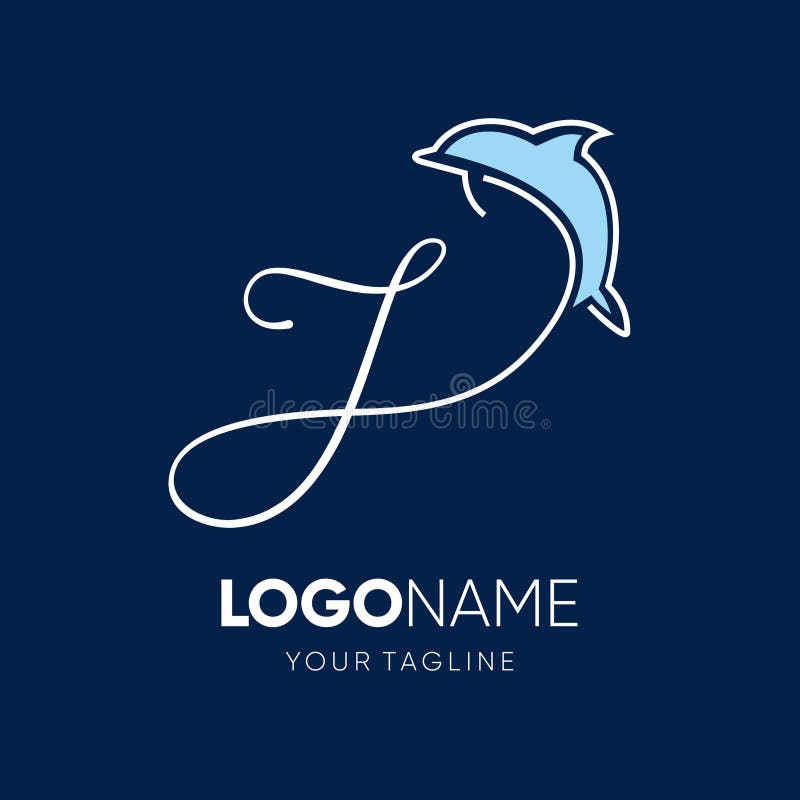 Lettering Script J with Dolphin Silhouette Logo Design Vector Icon ...