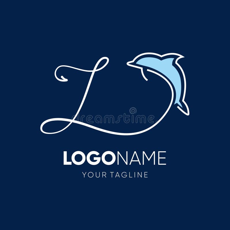 Lettering Script L with Dolphin Silhouette Logo Design Vector Icon ...