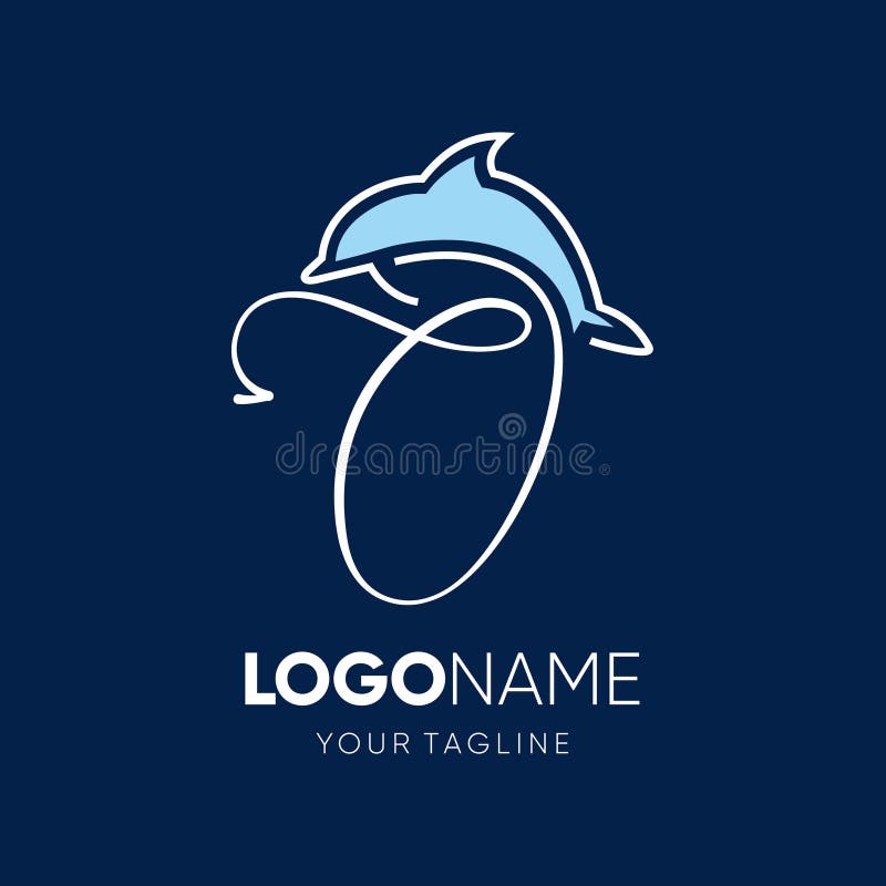 Lettering Script O with Dolphin Silhouette Logo Design Vector Icon ...