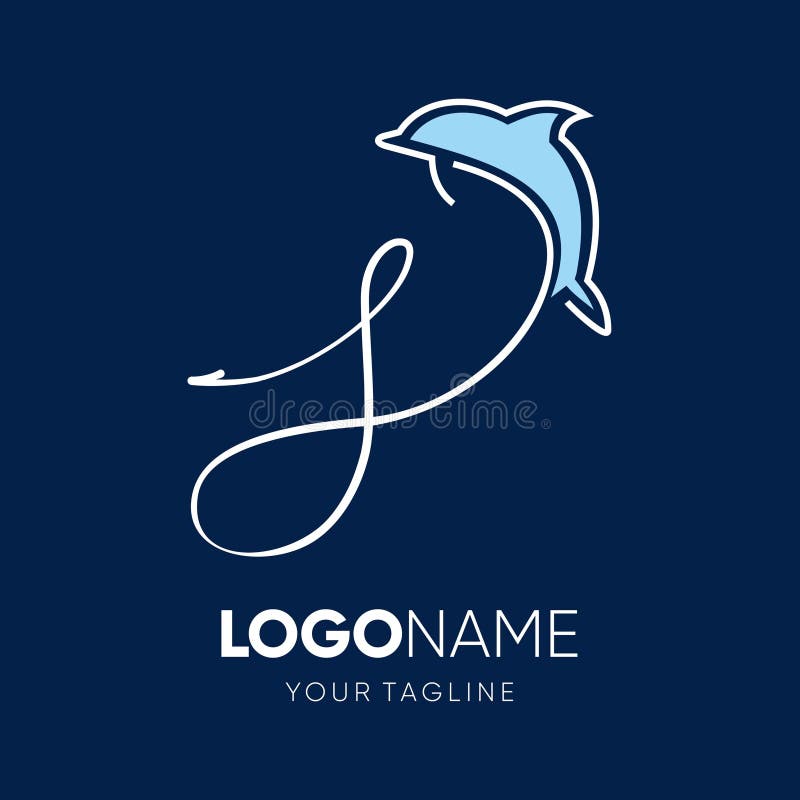 Lettering Script S with Dolphin Silhouette Logo Design Vector Icon ...