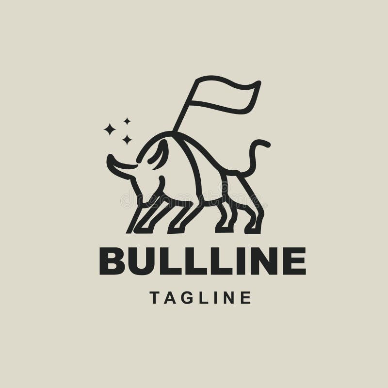 Bull Line Art Outline Monoline Linear Logo Vector Icon Stock ...