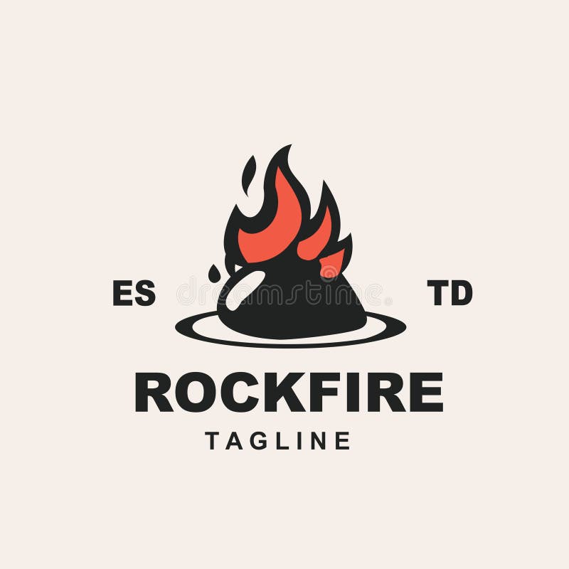 Rock Fire Vintage Minimalist Logo Stock Vector - Illustration of burn ...