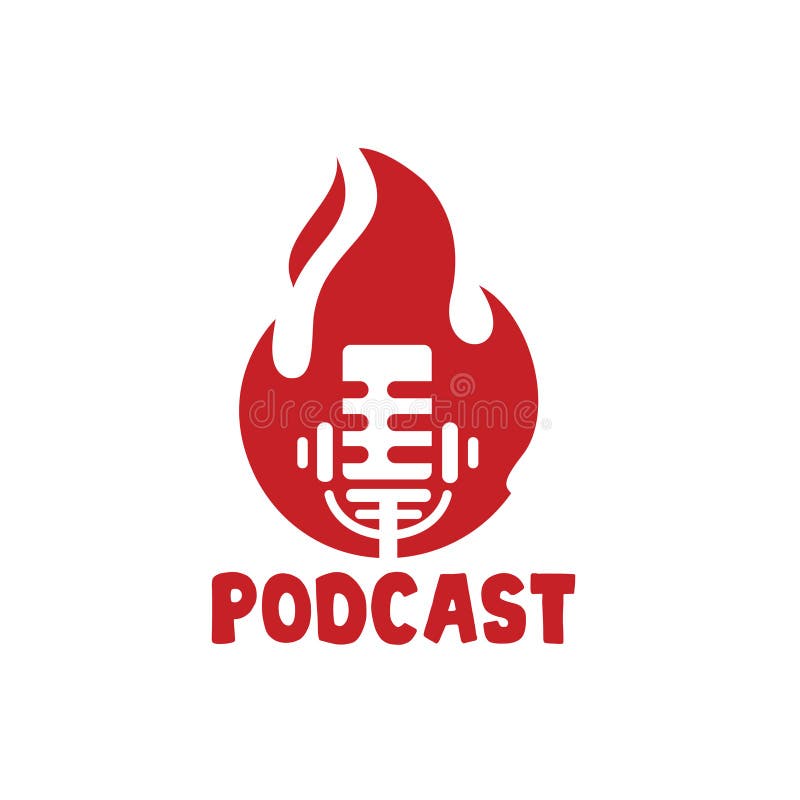 Microphone on Fire, Classic Podcast Fire Logo for Podcast Music Stock ...
