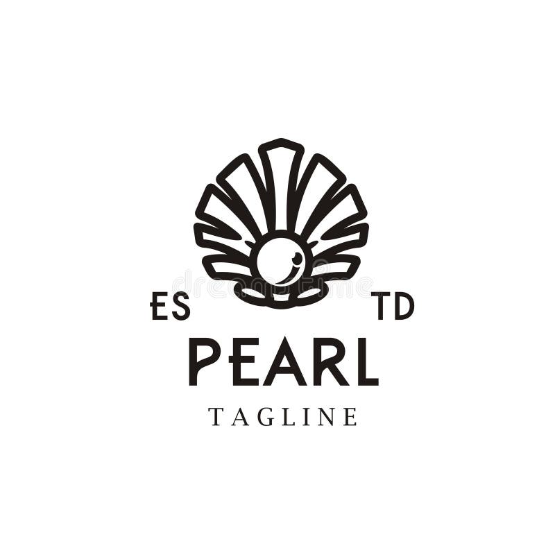 Vector Simple Pearl Minimalist Monoline, Line Art Geometric Logo Stock ...