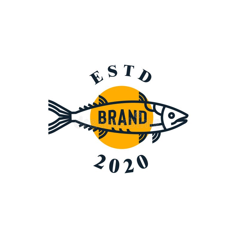 Salmon with Yellow Circle, Minimalist Marine Fish Logo Stock Vector ...