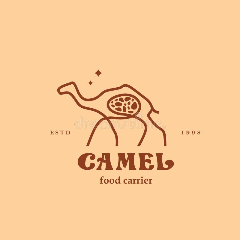 Monoline Camel with Food in the Stomach, Desert Animal Logo Design with ...