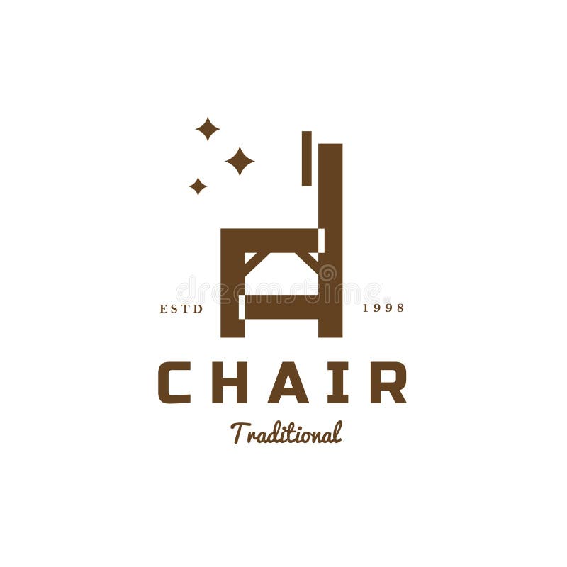 Traditional Wooden Chair Logo Design with Set of Stars Stock Vector ...