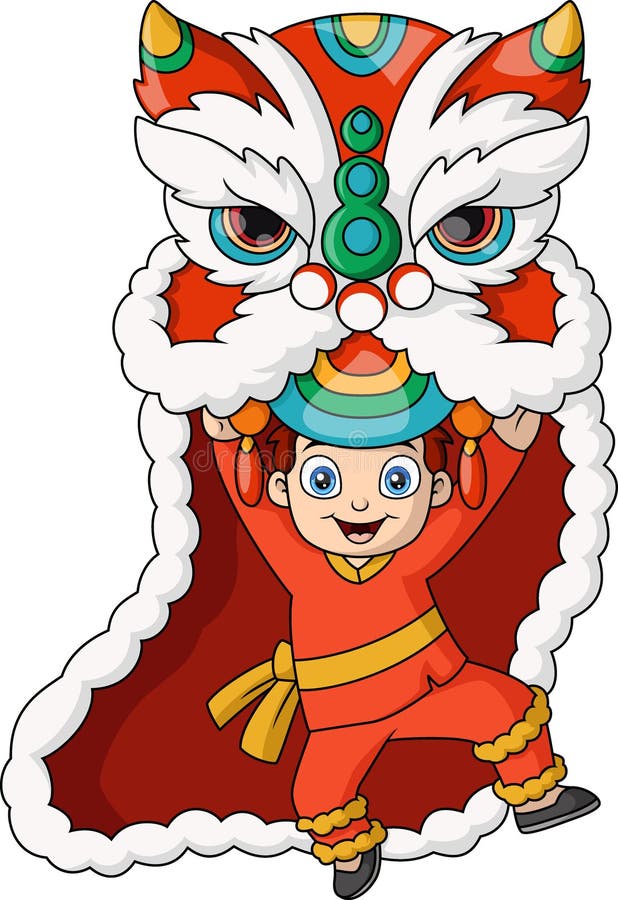 Cartoon Kid Performing Dragon Dance Stock Illustrations – 6 Cartoon Kid ...
