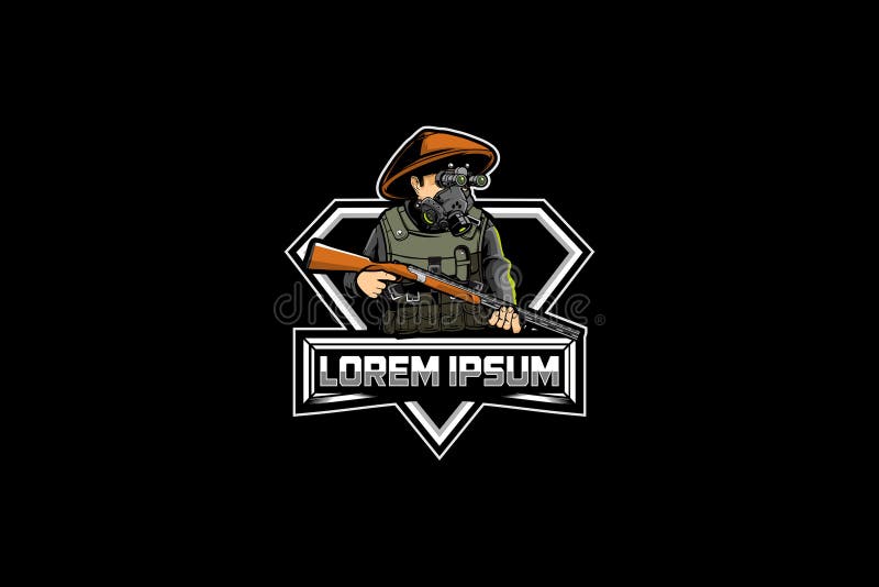 Soldier in Rice Hat with Night Vision Goggles Military Vector Template ...