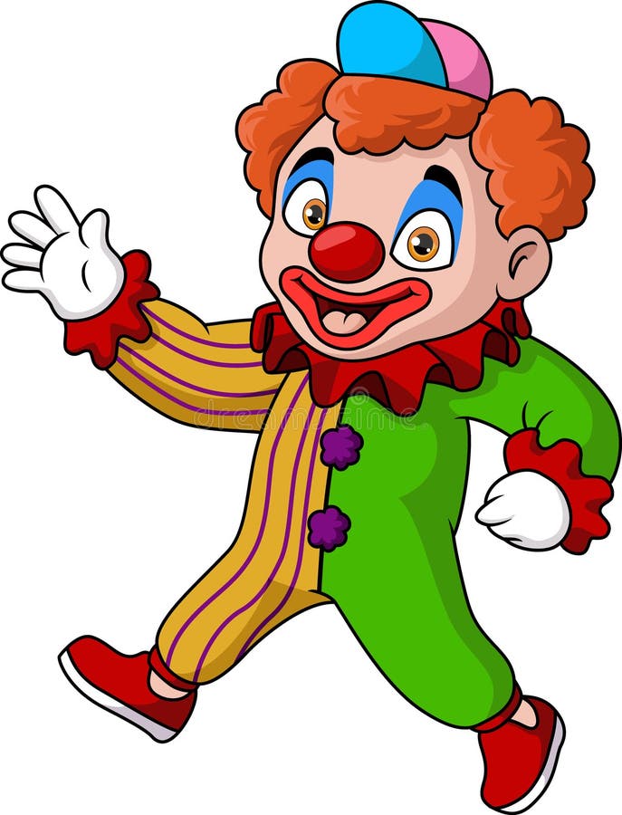 Cute Clown Cartoon Waving Hand Stock Vector - Illustration of clown ...