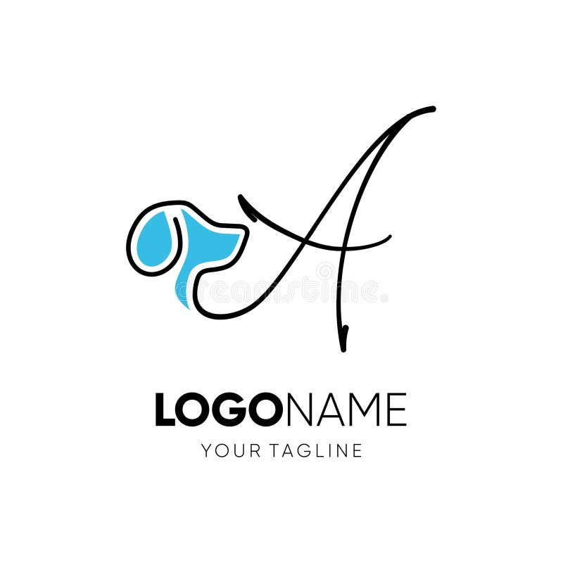 Letter Script a Dog Logo Design Vector Icon Graphic Emblem Illustration ...