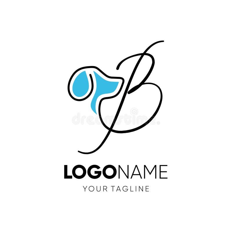 Letter Script B Dog Logo Design Vector Icon Graphic Emblem Illustration ...