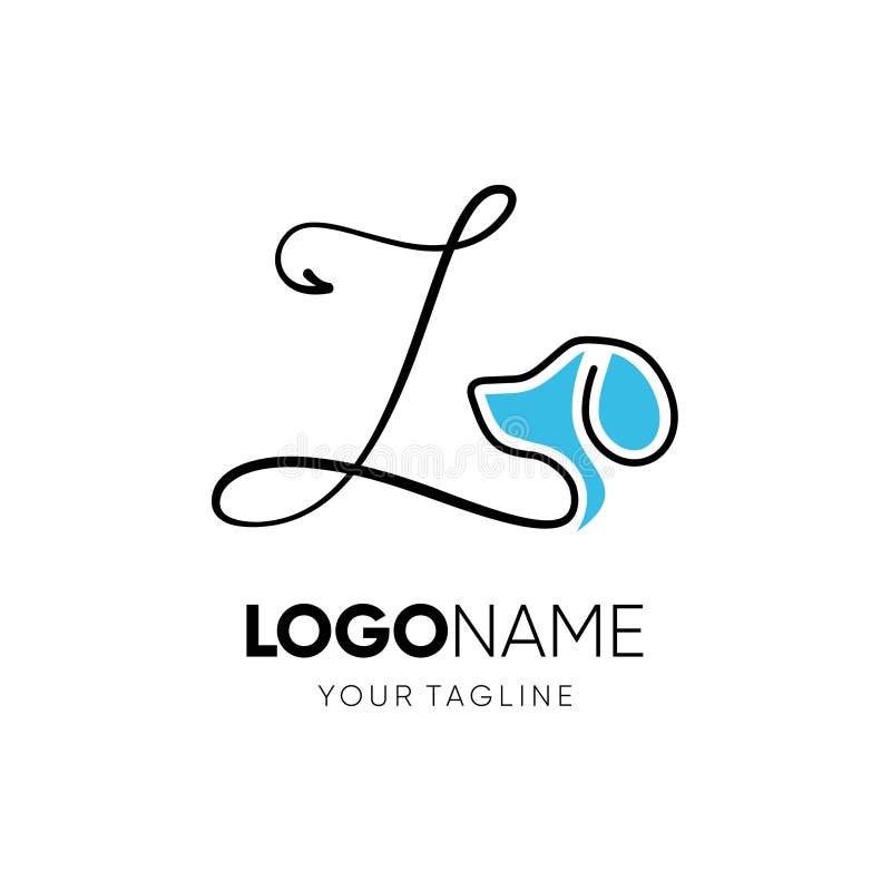 Letter Script L Dog Logo Design Vector Icon Graphic Emblem Illustration ...