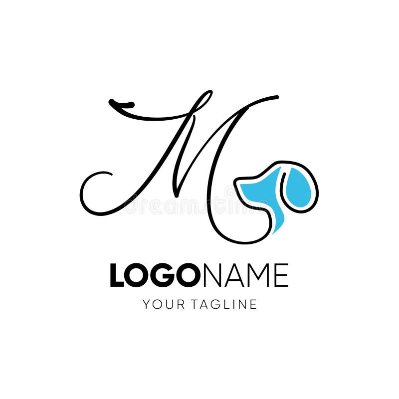 Letter Script M Dog Logo Design Vector Icon Graphic Emblem Illustration ...