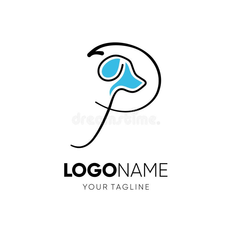 Letter Script P Dog Logo Design Vector Icon Graphic Emblem Illustration ...