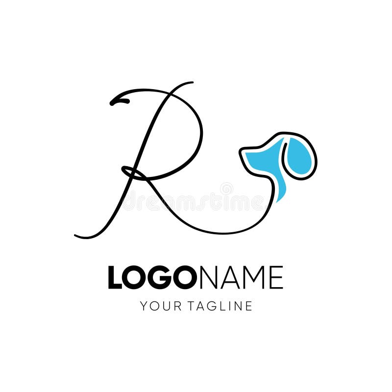 Letter Script R Dog Logo Design Vector Icon Graphic Emblem Illustration ...