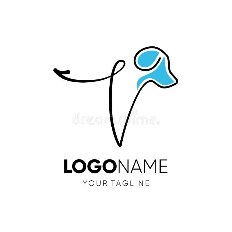 Letter Script V Dog Logo Design Vector Icon Graphic Emblem Illustration ...
