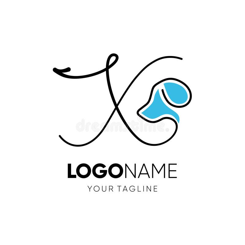 Letter Script X Dog Logo Design Vector Icon Graphic Emblem Illustration ...
