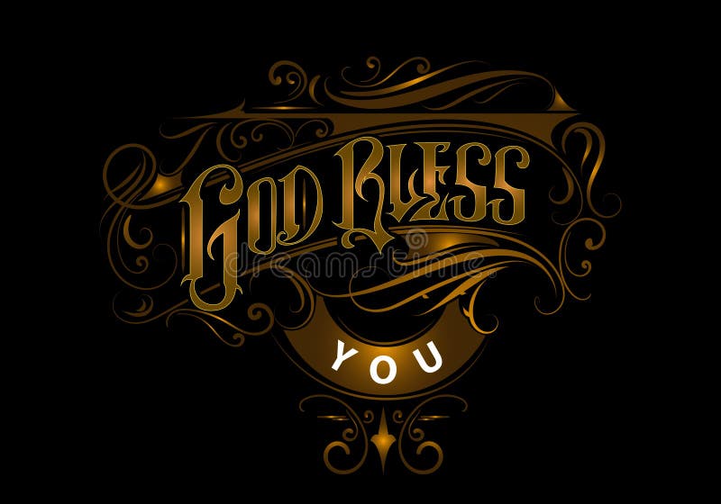 GOD BLESS YOU Lettering Custom Logo Design Stock Vector - Illustration ...