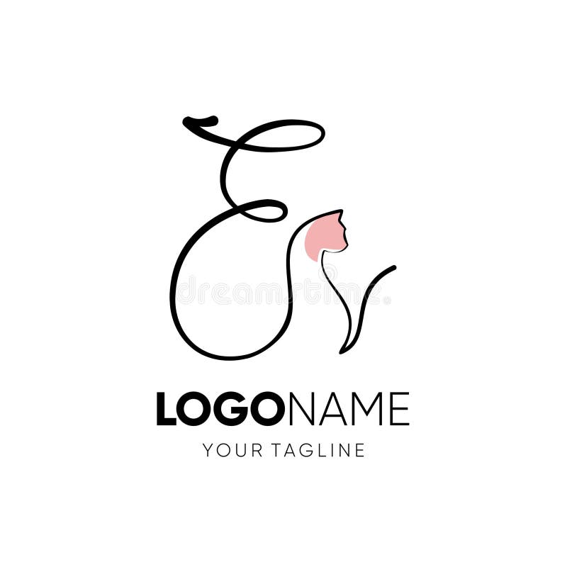 Letter E Funny Cute Cat Logo Design Vector Icon Graphic Emblem ...