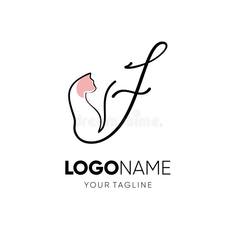 Letter F Funny Cute Cat Logo Design Vector Icon Graphic Emblem ...