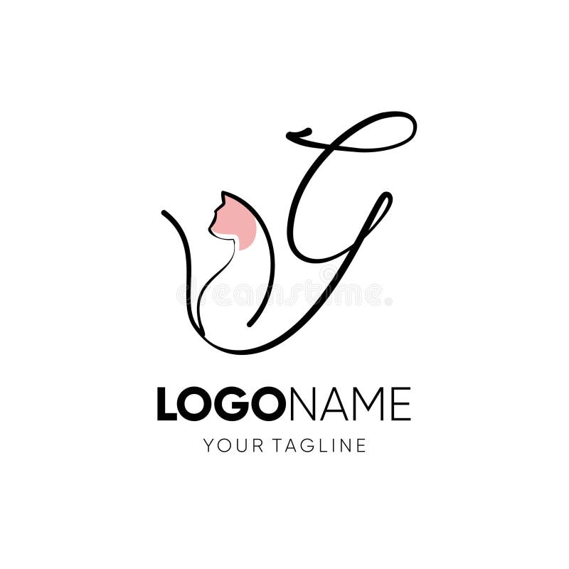 Letter G Funny Cute Cat Logo Design Vector Icon Graphic Emblem ...
