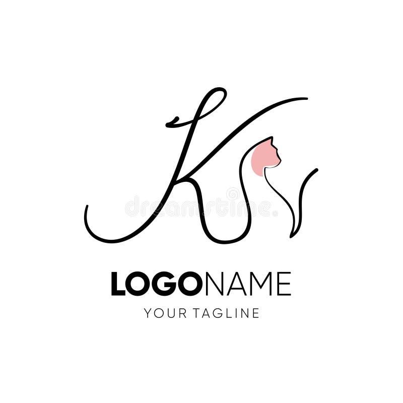 Letter K Funny Cute Cat Logo Design Vector Icon Graphic Emblem ...
