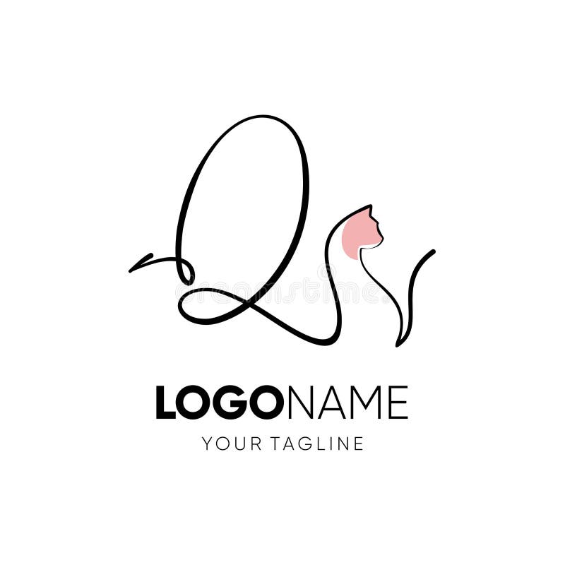 Letter Q Funny Cute Cat Logo Design Vector Icon Graphic Emblem ...
