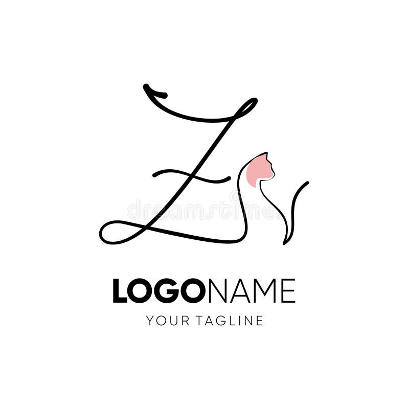 Letter Z Funny Cute Cat Logo Design Vector Icon Graphic Emblem ...
