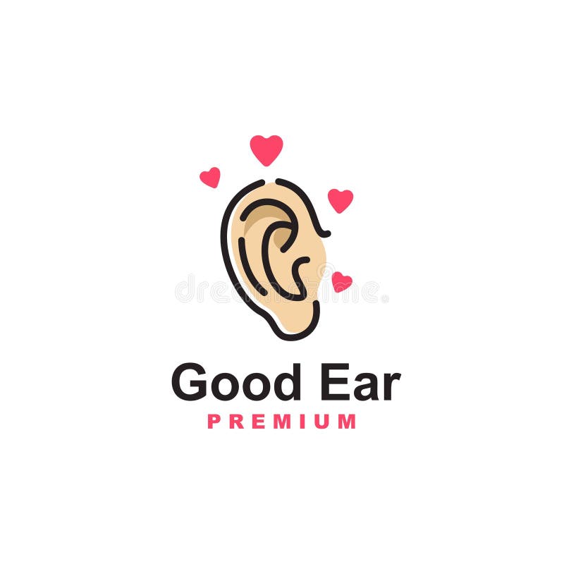 Love and Cute Ear Logo Vector Icon Stock Vector - Illustration of ...